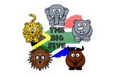 South Africa Big Five Cartoon Illustration Stickers