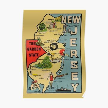 Vintage New Jersey Map Premium Matte Vertical Poster