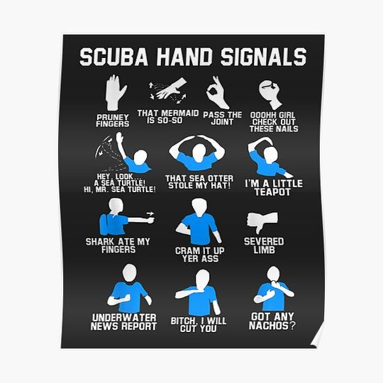 Scuba Hand Signals Diver Hand Sign Funny Premium Matte Vertical Poster
