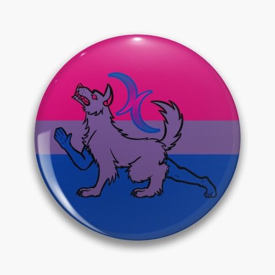 Bisexual Pride Flag Werewolf Pin Button
