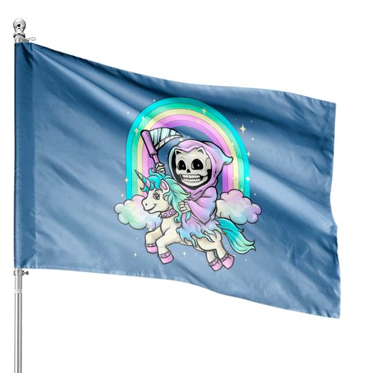 Pastel Goth Grim Reaper Unicorn - Pastel Goth - House Flags