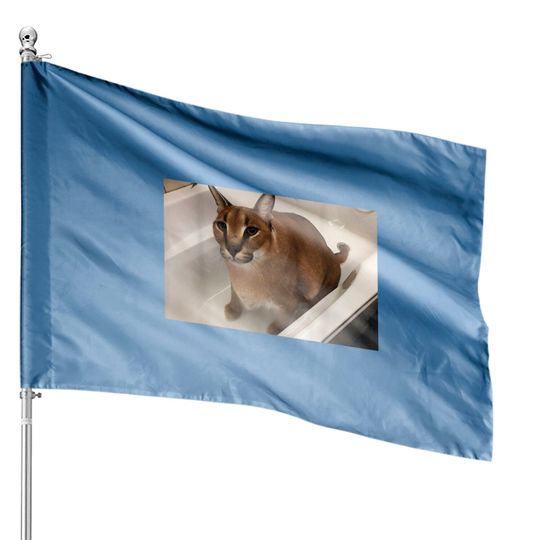 Cutest Bathtub Big Floppa My Beloved Caracal Cat Meme House Flags