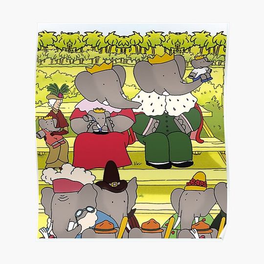 King Babar Queen Celeste And The Family Premium Matte Vertical Poster