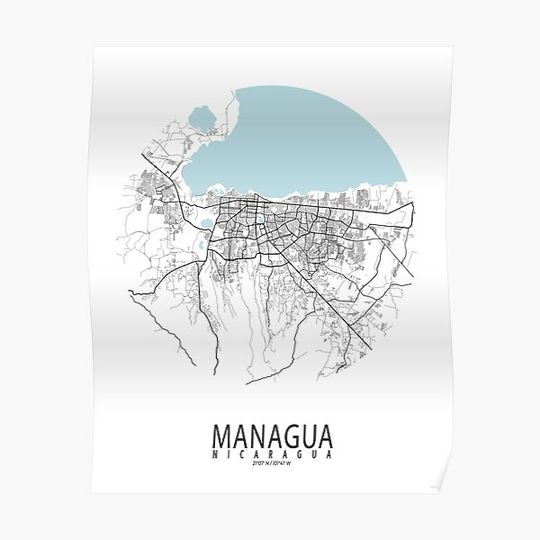 Managua City Map Of Nicaragua - Circle Premium Matte Vertical Poster
