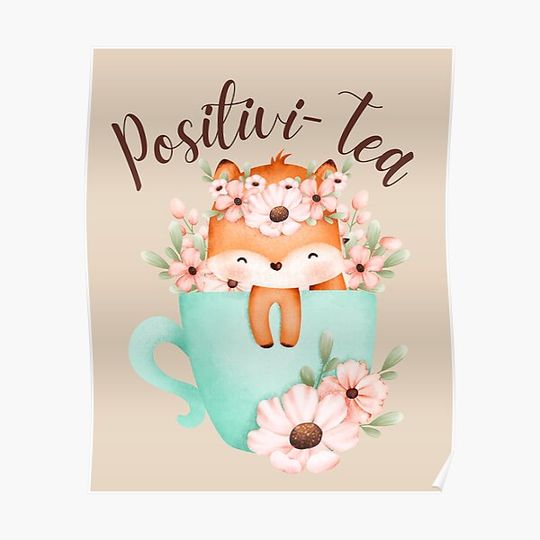 Copy Of Positivi-Tea | Fun Positive Mindset | Cute Fox Tea Cup Premium ...