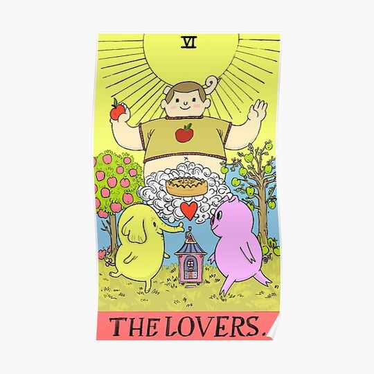 Tree Trunks & Mr Pig As The Lovers Tarot Premium Matte Vertical Poster