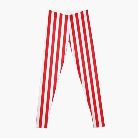 RED WHITE VERTICAL STRIPE Leggings