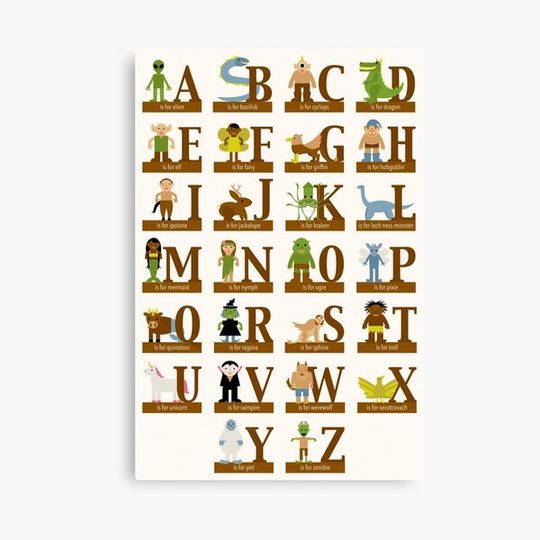 Mythical Creatures Alphabet Canvas