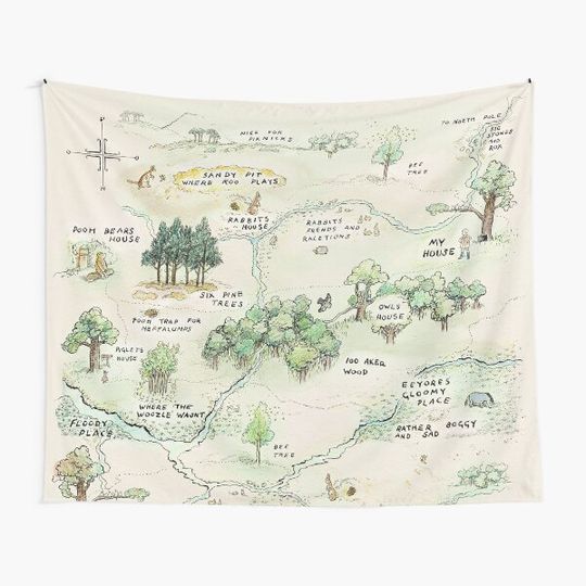 100 Acre Wood Map By E.H. Shepard Tapestry