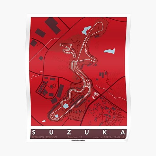 Suzuka Circuit Track Map Premium Matte Vertical Poster