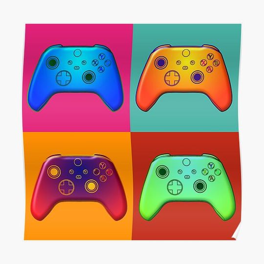 Pop Art Xbox Controllers Premium Matte Vertical Poster