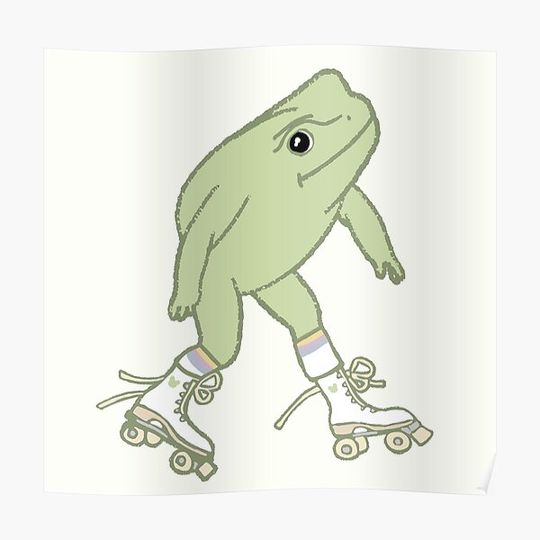 Frog On Roller Skates Premium Matte Vertical Poster