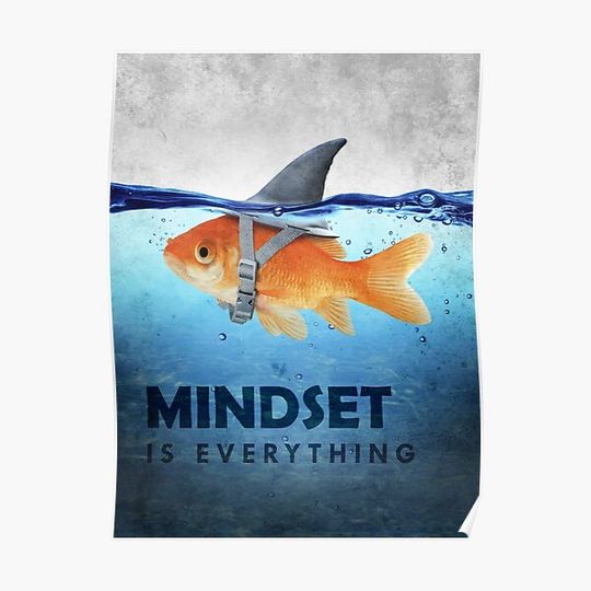 Mindset Is Everything Fish And Shark Illustration Motivation Premium ...