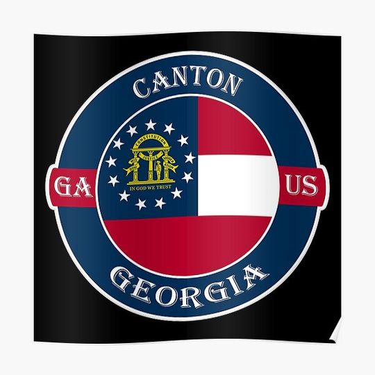 Canton Georgia Flag USA Seal Stamp Badge Travel Souvenir Premium Matte ...