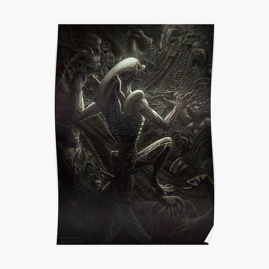 White Xenomorph Premium Matte Vertical Poster
