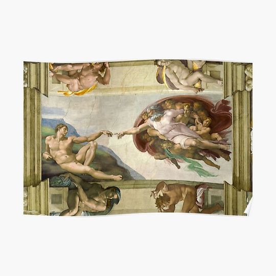 The Creation Of Adam, Michel Ange Premium Matte Vertical Poster