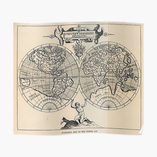 Vintage Map Of The World (1598) Premium Matte Vertical Poster