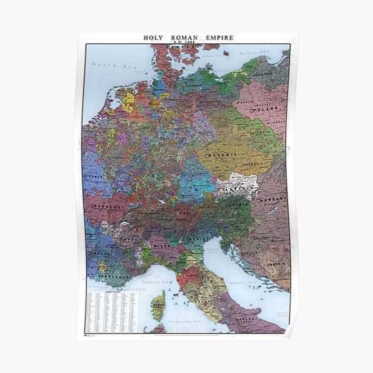 Map Of Europe In 1444 Premium Matte Vertical Poster