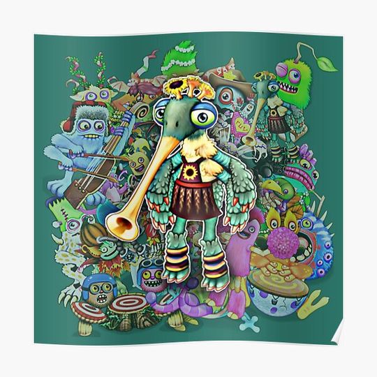 My Singing Monsters Characters Floogull Premium Matte Vertical Poster