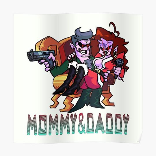 Fnf Mommy And Daddy Friday Night Funkin Premium Matte Vertical Poster