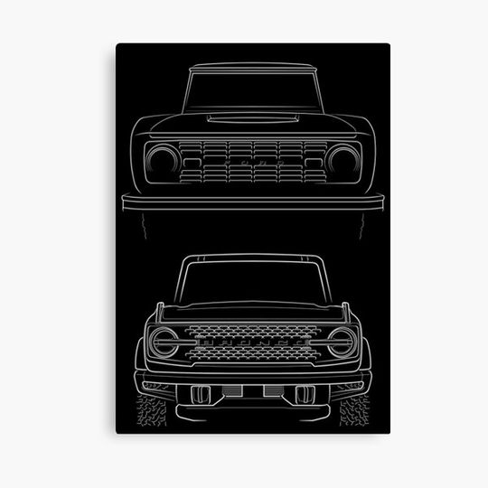 Evolution Of The Ford Bronco - Front Stencil, White Canvas