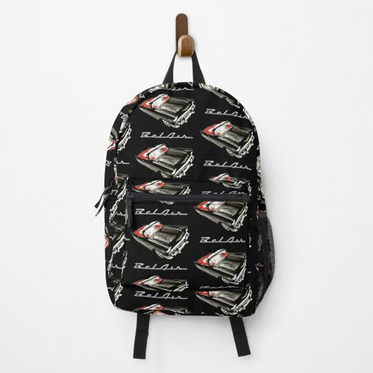 1957 Black 57 Chevy Bel Air Convertible Antique Car Backpack