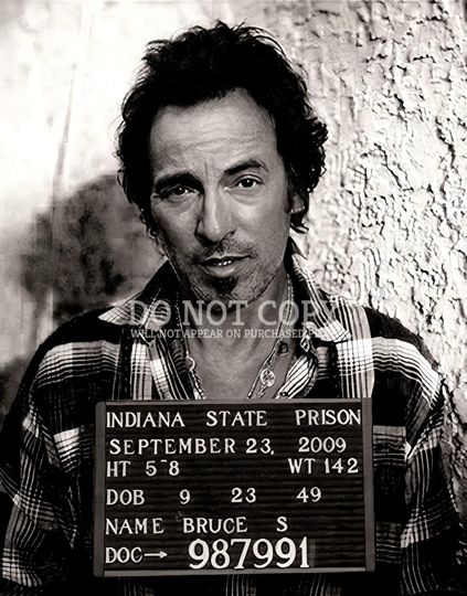Bruce Springsteen Mugshot Photograph- Stunning 2009 Mug Shot Portrait ...