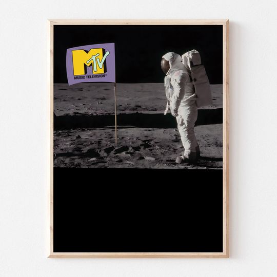 Mtv Man On The Moon Logo Flag Premium Matte Vertical Poster