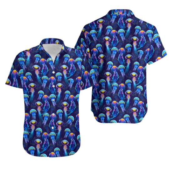 Rave Outfits Mens Jellyfish Button Up Shirt With Matching Shorts And Boots