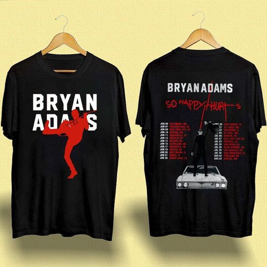 Bryan Adams Tour 2023 T-Shirt, So Happy Hurts Tour, Vintage Bryan Adams ...