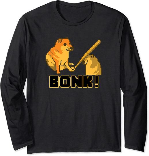 Pixel Art Cheems Bonk Meme Long Sleeve T-Shirt