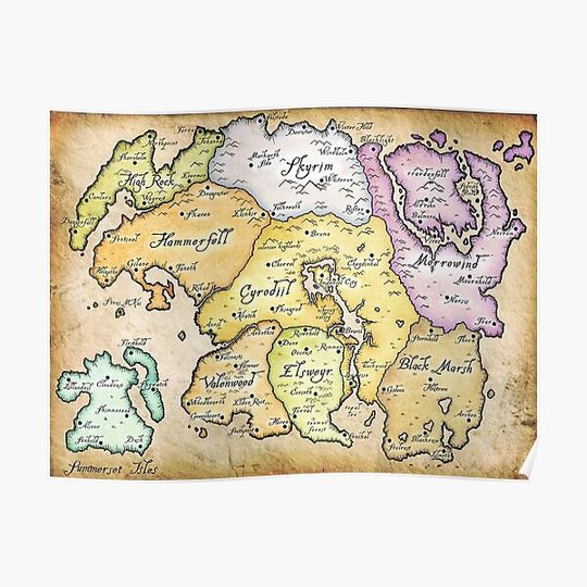 Map Of Tamriel Premium Matte Vertical Poster
