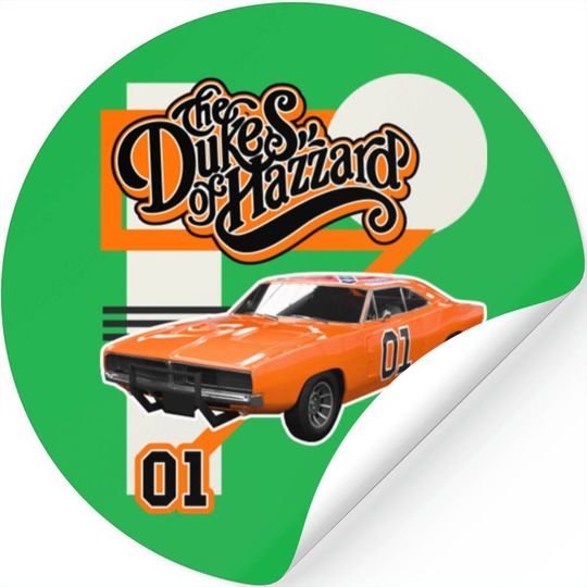 Retro Style General Lee Hazzard Racing Design - Dukes Of Hazzard - Stickers