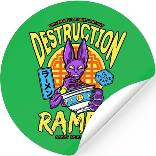Beerus Dragon Ball The Destruction Of Ramen Stickers