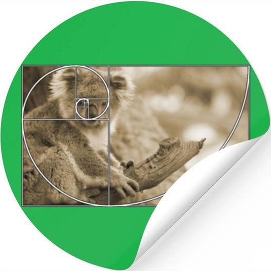 Golden Ratio Koala Stickers Fibonacci Spiral Funny