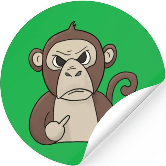 Grumpy Monkey Ape Holding Middle Finger