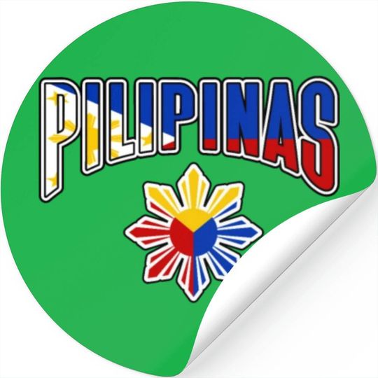 Pilipinas With Tricolor Sun Filipino Stickers - Pinoy