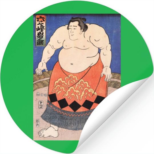 力士, 国芳 Sumo Wrestler, Kuniyoshi, Ukiyo-e Stickers