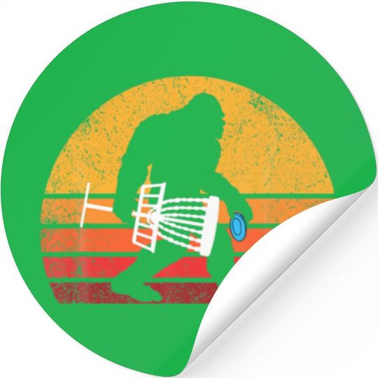 Retro Bigfoot Disc Golf Eighties Sasquatch Disc Go Stickers