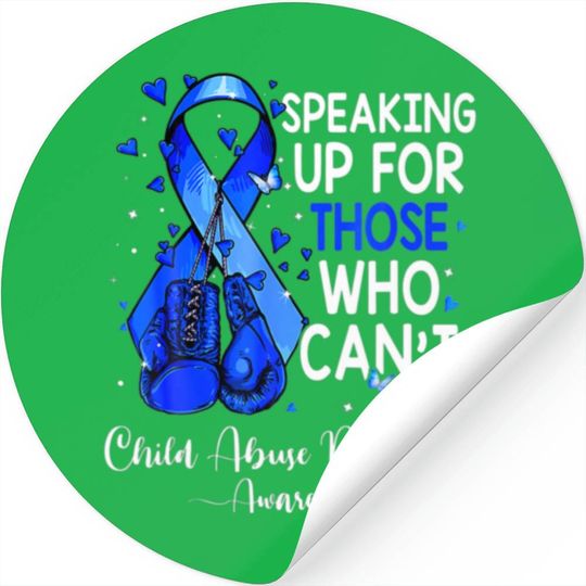 Boxing Gloves Blue Ribbon Child Abuse Prevention A Stickers