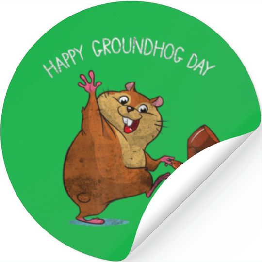 Happy Groundhog Day Funny Ground Hog Rodent Owner Stickers