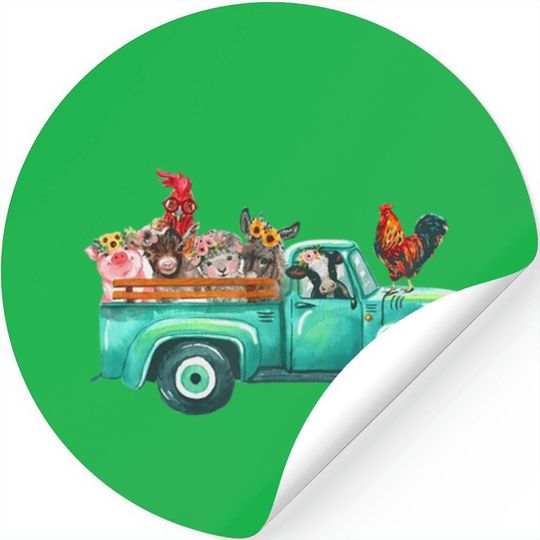 Farm Pickup Truck With Farm Animals Stickers