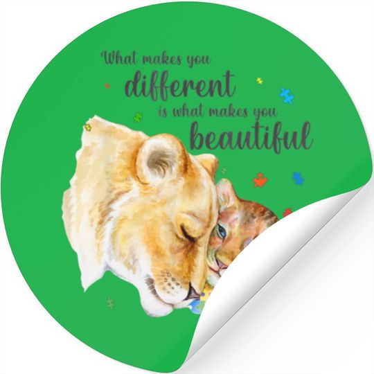 What Makes You Different Lion Mom Autism Child Awa Stickers