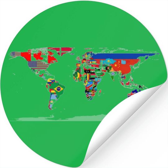 Flagged World - Map Of Flags Of The World Stickers