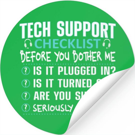 Tech Support Checklist Computer Engineer Nerd Geek Stickers
