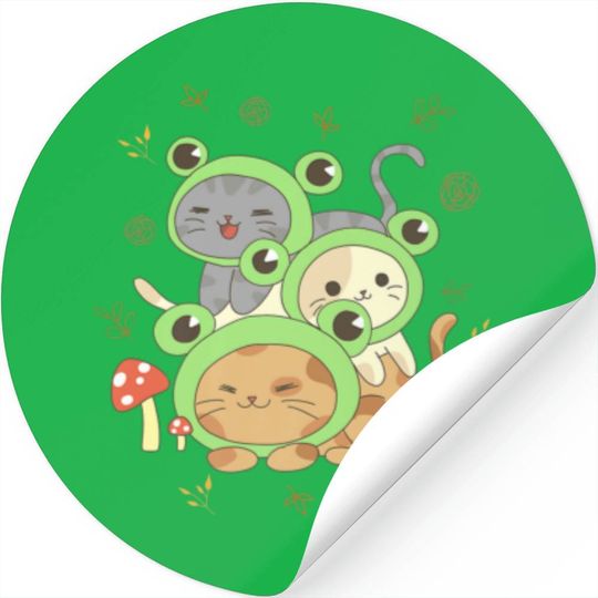 Cottagecore Aesthetic Kawaii Cat Pile Kitty In Fro Stickers