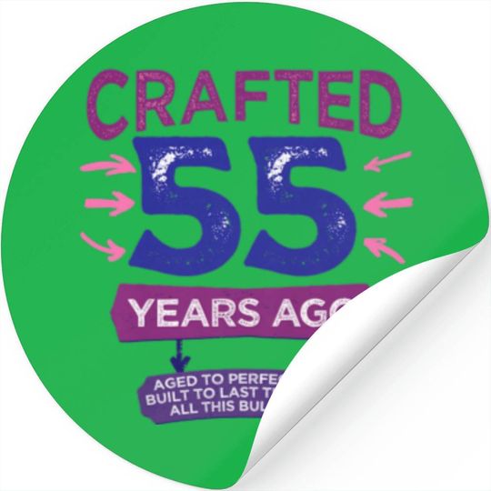 Womens Crafted 55 Years Ago, 55Th Birthday Mom Wif Stickers