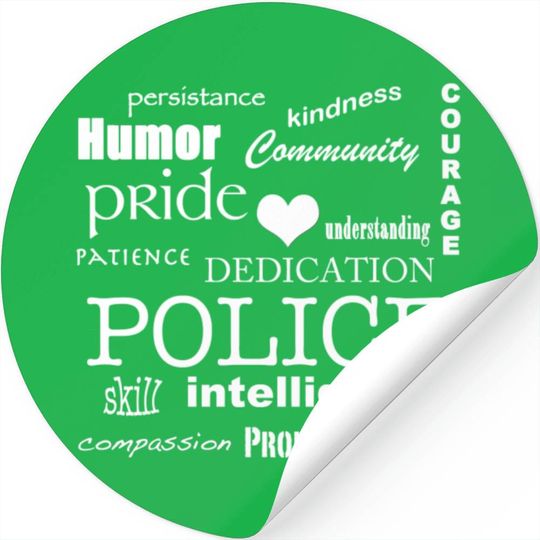 Police Pride-White Heart/Text Design Stickers