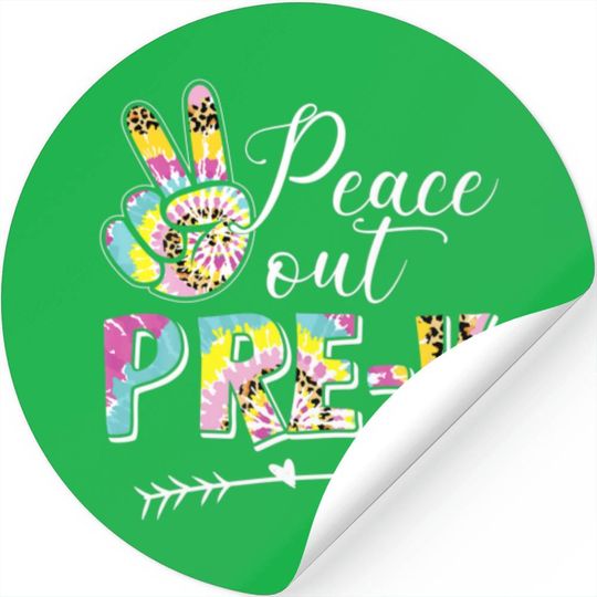 Tie Dye Peace Out Pre-K Last Day Of School Summer Stickers