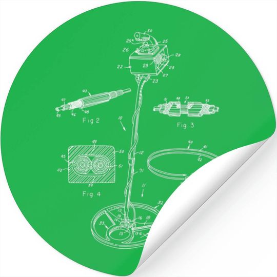 Metal Detector Patent Blueprint Beachcomber Design Stickers
